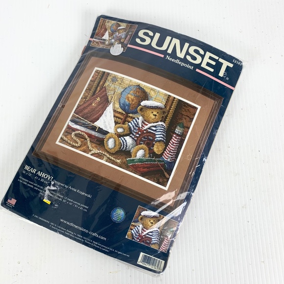 Sunset | Office | Vintage Sunset Needlepoint Kit Bear Ahoy Teddy ...